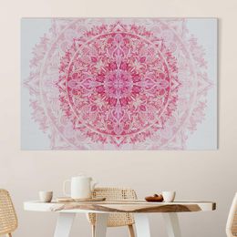 Bilderwelten Akustikbild Spirituell pink modern Aquarell - Mandala Aquarell Ornament pink - Ornamente Wohnzimmer Schlafzimmer
