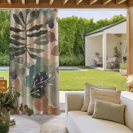 Outdoor Vorhang nach Ma&szlig; blickdicht - Gedeihen und flie&szlig;en - beige originell modern mit &Ouml;sen wetterfest Balkon Pergola