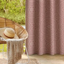 Bilderwelten Outdoor Vorhang nach Ma&szlig; blickdicht rosa Spirituell Orientalisch mit &Ouml;sen - Gro&szlig;e Mandala Muster in Altrosa - Ornamente Balkon Pergola