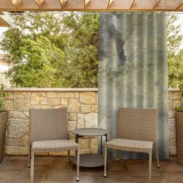 Outdoor Vorhang nach Ma&szlig; blickdicht - Frieden, Liebe, Freude I - grau originell Abstrakt mit &Ouml;sen wetterfest Balkon Pergola