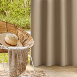 Bilderwelten Outdoor Vorhang nach Ma&szlig; blickdicht beige Sonnenschutz Unifarben mit &Ouml;sen - Flat White Coffee - wetterfest Balkon Pergola