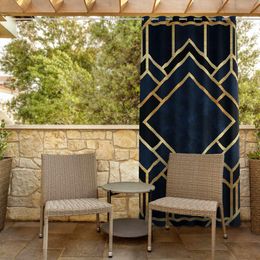 Outdoor Vorhang nach Ma&szlig; blickdicht - Art Deco Gold - gold originell Abstrakt Aquarell Geometrisch Balkon Pergola