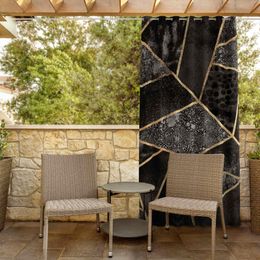 Outdoor Vorhang nach Ma&szlig; blickdicht - Graue Dreiecke Gold - schwarz originell Abstrakt Aquarell Geometrisch Balkon Pergola