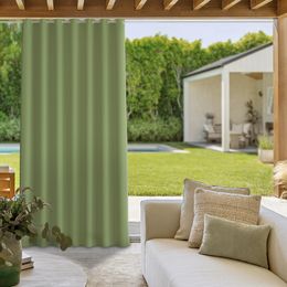 Outdoor Vorhang nach Ma&szlig; blickdicht - Green Grape - gr&uuml;n Sonnenschutz Unifarben mit &Ouml;sen wetterfest Balkon Pergola
