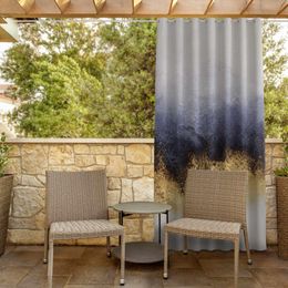 Outdoor Vorhang nach Ma&szlig; blickdicht - Wolkenhimmel mit Gold - gold originell Abstrakt Aquarell wetterfest Balkon Pergola