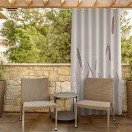 Outdoor Vorhang nach Ma&szlig; blickdicht - Sommerliches Schilfgras - beige Sonnenschutz Landhaus mit &Ouml;sen Gr&auml;ser Balkon Pergola