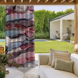 Bilderwelten Outdoor Vorhang nach Ma&szlig; blickdicht pink originell Abstrakt Aquarell - Wellenreiten in Violett mit Ros&eacute;gold - wetterfest Balkon Pergola