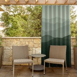 Outdoor Vorhang nach Ma&szlig; blickdicht - Gr&uuml;ne Berge vor grauem Himmel - grau Natur Abstrakt mit &Ouml;sen Berg Balkon Pergola