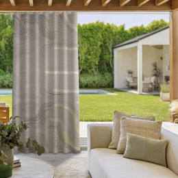 Outdoor Vorhang nach Ma&szlig; blickdicht - Chenille II - beige originell Orientalisch mit &Ouml;sen Geometrisch Balkon Pergola