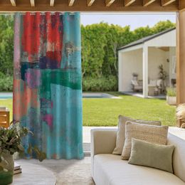 Outdoor Vorhang nach Ma&szlig; blickdicht - Helle Reflexionen - bunt originell Abstrakt mit &Ouml;sen wetterfest Balkon Pergola