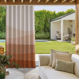 Outdoor Vorhang nach Ma&szlig; blickdicht - Flache D&uuml;nenlandschaft - braun originell modern mit &Ouml;sen wetterfest Balkon Pergola