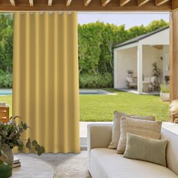 Outdoor Vorhang nach Ma&szlig; blickdicht - Honig - gelb Sonnenschutz Unifarben mit &Ouml;sen wetterfest Balkon Pergola