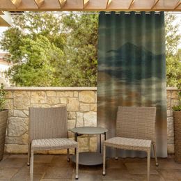 Outdoor Vorhang nach Ma&szlig; blickdicht - Himmelhohe Berglandschaft - braun Natur Vintage mit &Ouml;sen Asia Balkon Pergola