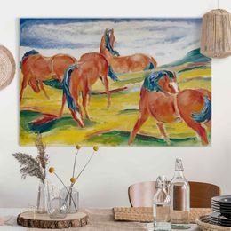 Bilderwelten Akustikbild originell bunt modern Schallschutzbild - Franz Marc - Weidende Pferde - Wandbild Wohnzimmer Schlafzimmer