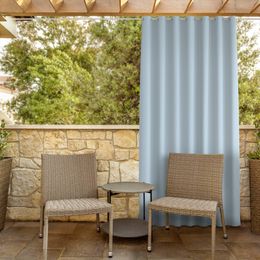 Outdoor Vorhang nach Ma&szlig; blickdicht - Himmelblau - blau Sonnenschutz Unifarben mit &Ouml;sen wetterfest Balkon Pergola