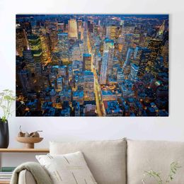 Bilderwelten Akustikbild Stadt blau Motiv Schallschutzbild - Midtown Manhattan - Architektur Wohnzimmer Schlafzimmer