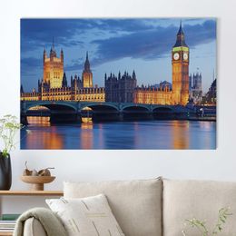 Bilderwelten Akustikbild Stadt orange Motiv Schallschutzbild - London bei Nacht - Architektur Wohnzimmer Schlafzimmer
