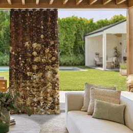 Outdoor Vorhang nach Ma&szlig; blickdicht - Goldene Unruhe - gold originell Abstrakt mit &Ouml;sen wetterfest Balkon Pergola