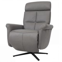 Relaxsessel MCW-L10, Design Fernsehsessel TV-Sessel Liegesessel, Liegefunktion drehbar, Voll-Leder ~ dunkelgrau