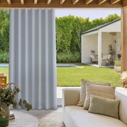 Outdoor Vorhang nach Ma&szlig; blickdicht - Ice Bonbon - blau Sonnenschutz Unifarben mit &Ouml;sen wetterfest Balkon Pergola