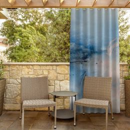 Bilderwelten Outdoor Vorhang nach Ma&szlig; blickdicht blau originell Abstrakt mit &Ouml;sen - Indigo & Rouge I - wetterfest Balkon Pergola