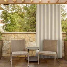 Outdoor Vorhang nach Ma&szlig; blickdicht - Kaschmir - beige Sonnenschutz Unifarben mit &Ouml;sen wetterfest Balkon Pergola