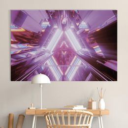 Bilderwelten Akustikbild rosa Neon Art Schallschutzbild - Neonlichter im Dreieck - Wandbild Wohnzimmer Schlafzimmer