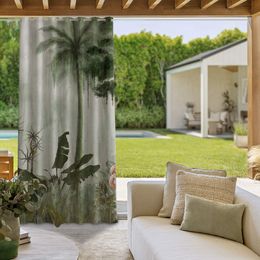 Outdoor Vorhang nach Ma&szlig; blickdicht - Flamingos im Dschungel - gr&uuml;n Wald Tropisch mit &Ouml;sen B&auml;ume Balkon Pergola