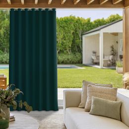 Outdoor Vorhang nach Ma&szlig; blickdicht - Dunkle Jade - petrol Sonnenschutz Unifarben mit &Ouml;sen wetterfest Balkon Pergola
