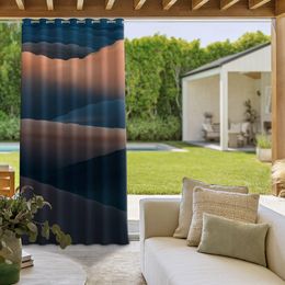 Outdoor Vorhang nach Ma&szlig; blickdicht - Die Farben der W&uuml;ste - blau Natur Orientalisch mit &Ouml;sen africa Balkon Pergola
