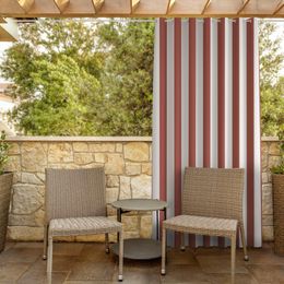 Outdoor Vorhang nach Ma&szlig; blickdicht - L&auml;ngsstreifen in Vintage Rot - rot Sonnenschutz modern mit &Ouml;sen Streifen Balkon Pergola