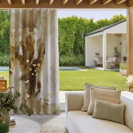 Outdoor Vorhang nach Ma&szlig; blickdicht - Goldener Treibsand II - gold originell Abstrakt mit &Ouml;sen wetterfest Balkon Pergola