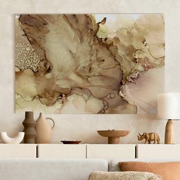 Bilderwelten Akustikbild originell braun Abstrakt Schallschutzbild - Goldbraune Explosion II - Wandbild Wohnzimmer Schlafzimmer