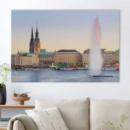 Bilderwelten Akustikbild Stadt braun Motiv Schallschutzbild - Hamburger Alster - Architektur Wohnzimmer Schlafzimmer