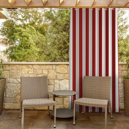 Outdoor Vorhang nach Ma&szlig; blickdicht - L&auml;ngsstreifen in Rot - rot Sonnenschutz modern mit &Ouml;sen Streifen Balkon Pergola