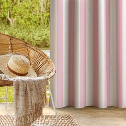 Bilderwelten Outdoor Vorhang nach Ma&szlig; blickdicht rosa Sonnenschutz modern mit &Ouml;sen - L&auml;ngsstreifen in Ros&eacute; - Streifen Balkon Pergola