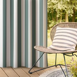 Bilderwelten Outdoor Vorhang nach Ma&szlig; blickdicht t&uuml;rkis Sonnenschutz modern mit &Ouml;sen - L&auml;ngsstreifen in Pastell Petrol - Streifen Balkon Pergola
