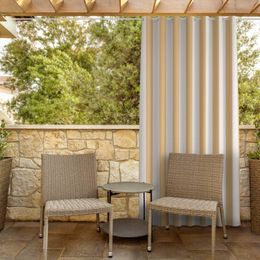 Outdoor Vorhang nach Ma&szlig; blickdicht - L&auml;ngsstreifen in Pastell Orange - pastell Sonnenschutz modern mit &Ouml;sen Streifen Balkon Pergola