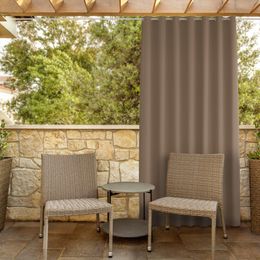 Outdoor Vorhang nach Ma&szlig; blickdicht - Mocca - beige Sonnenschutz Unifarben mit &Ouml;sen wetterfest Balkon Pergola