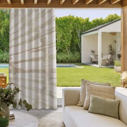 Bilderwelten Outdoor Vorhang nach Ma&szlig; blickdicht beige Strand maritim mit &Ouml;sen - Muschel Silhouette auf Leinen - wetterfest Balkon Pergola
