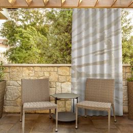 Outdoor Vorhang nach Ma&szlig; blickdicht - Muschel Silhouette auf Leinen - beige Strand maritim mit &Ouml;sen wetterfest Balkon Pergola