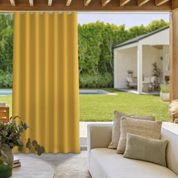 Outdoor Vorhang nach Ma&szlig; blickdicht - Mighty Mango - gelb Sonnenschutz Unifarben mit &Ouml;sen wetterfest Balkon Pergola