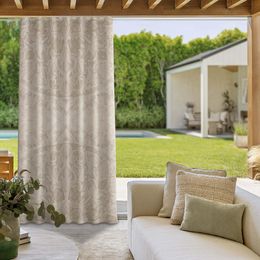 Bilderwelten Outdoor Vorhang nach Ma&szlig; blickdicht beige Spirituell Orientalisch Aquarell - Mandala Aquarell Ornament Muster beige - Ornamente Balkon Pergola