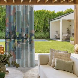 Outdoor Vorhang nach Ma&szlig; blickdicht - Metro City I - grau originell Abstrakt mit &Ouml;sen wetterfest Balkon Pergola