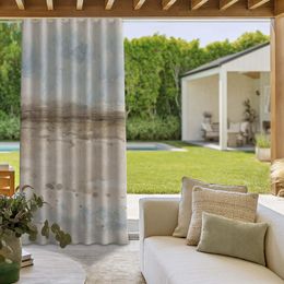 Bilderwelten Outdoor Vorhang nach Ma&szlig; blickdicht beige originell Abstrakt mit &Ouml;sen - Horizont-Kante I - wetterfest Balkon Pergola