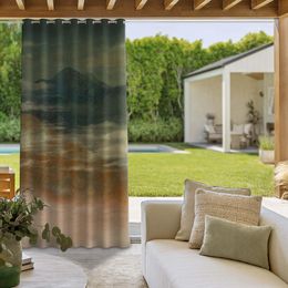 Bilderwelten Outdoor Vorhang nach Ma&szlig; blickdicht braun Natur Vintage mit &Ouml;sen - Himmelhohe Berglandschaft - Asia Balkon Pergola
