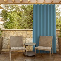 Outdoor Vorhang nach Ma&szlig; blickdicht - Meerblau - blau Sonnenschutz Unifarben mit &Ouml;sen wetterfest Balkon Pergola