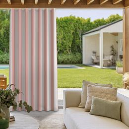 Outdoor Vorhang nach Ma&szlig; blickdicht - L&auml;ngsstreifen in Blass Pink - rosa Sonnenschutz modern mit &Ouml;sen Streifen Balkon Pergola