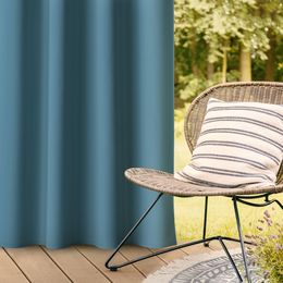 Bilderwelten Outdoor Vorhang nach Ma&szlig; blickdicht blau Sonnenschutz Unifarben mit &Ouml;sen - Meerblau - wetterfest Balkon Pergola