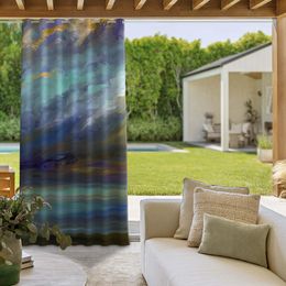 Bilderwelten Outdoor Vorhang nach Ma&szlig; blickdicht blau Strand Abstrakt mit &Ouml;sen - Himmel &uuml;ber K&uuml;ste - Himmel Balkon Pergola